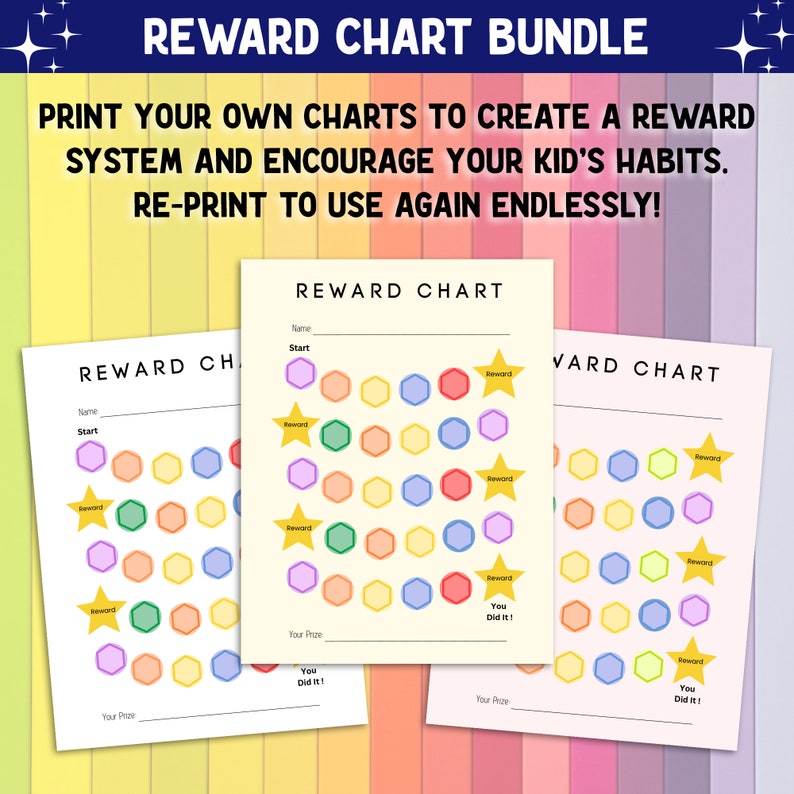Reward Chart Bundle, Toddler Reward Chart, Reward Chart Printable, Kids ...