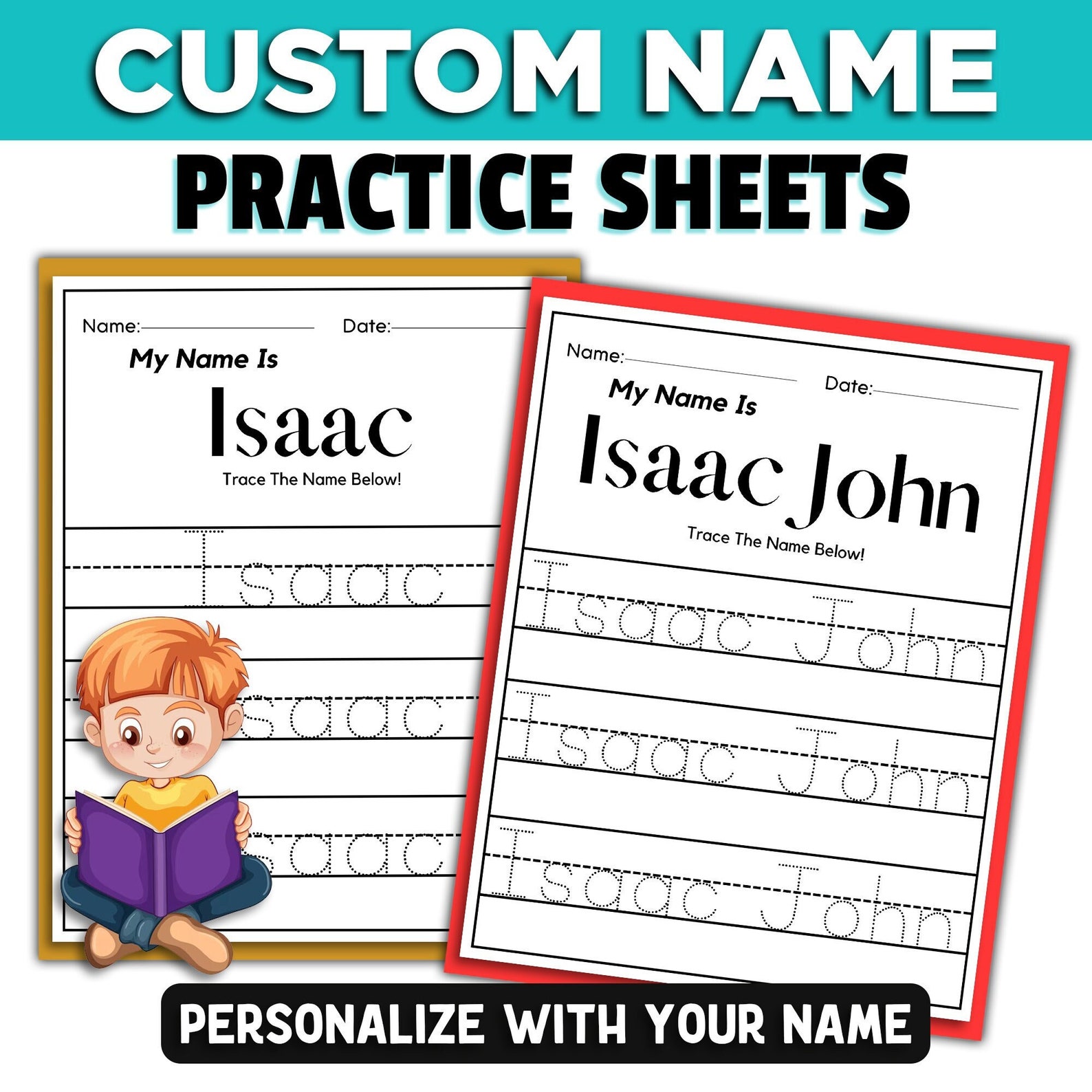 Custom Name Tracing Pages, Custom Name Tracing Sheet, Kids Handwriting ...