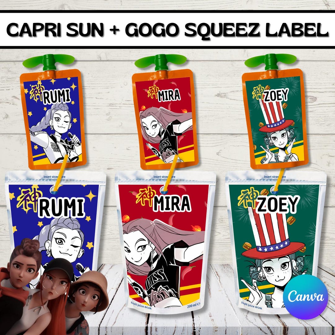 Kpop Demon Hunters-huntrix Tonic Drink Wrapper-gogo Squeez+caprisun ...