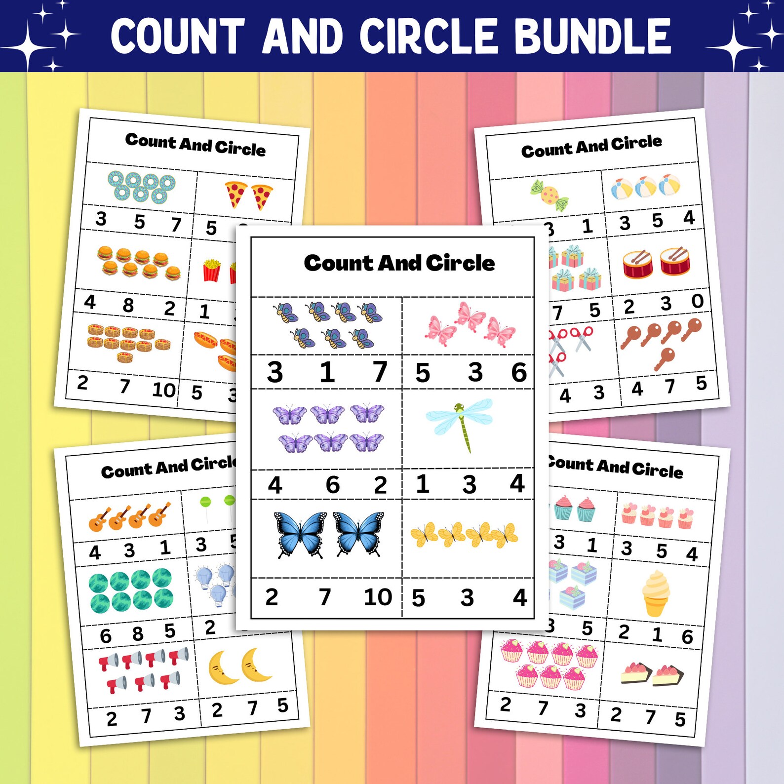Count and Circle Preschool Activity, Printable Counting Activity ...