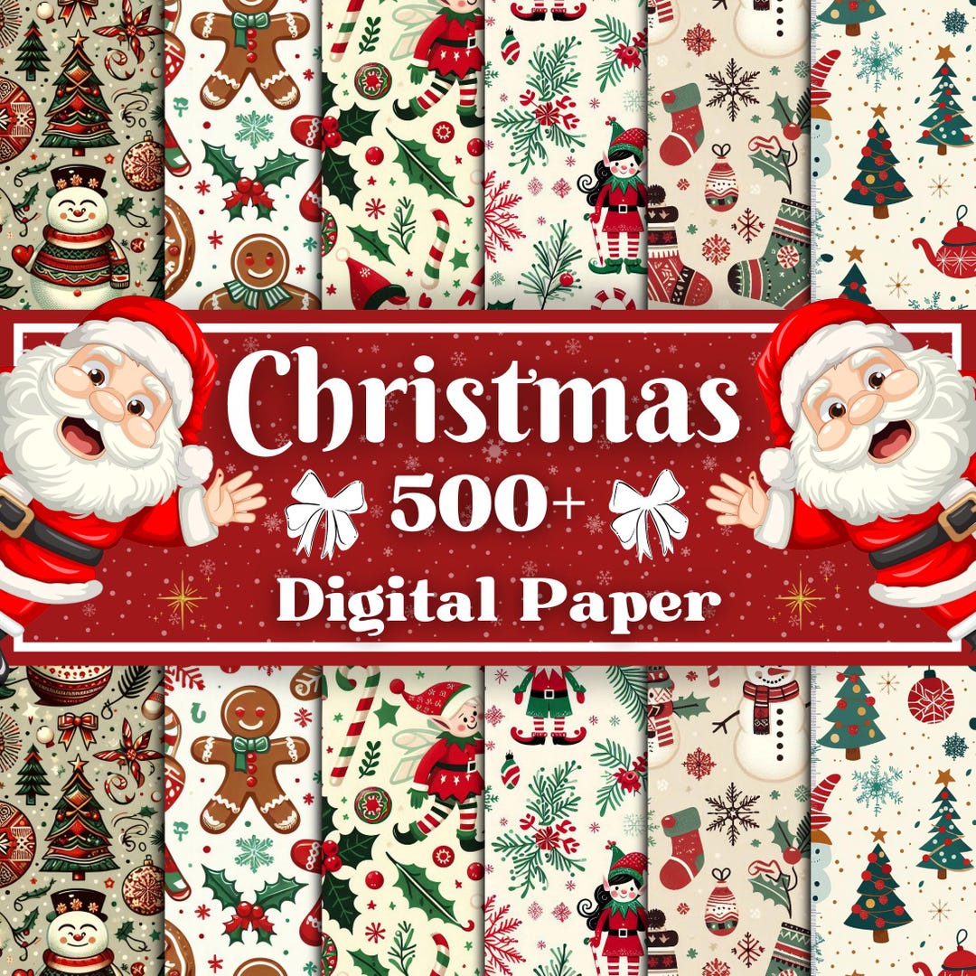 Christmas Digital Paper Mega Bundle - 550+ Digital Papers, Christmas ...