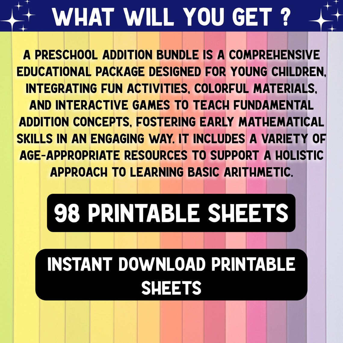 98 Printable Addition Worksheets Kindergarten Addition Bundle and ...