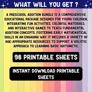 98 Printable Addition Worksheets: Kindergarten Math Bundle (PDF) - Etsy