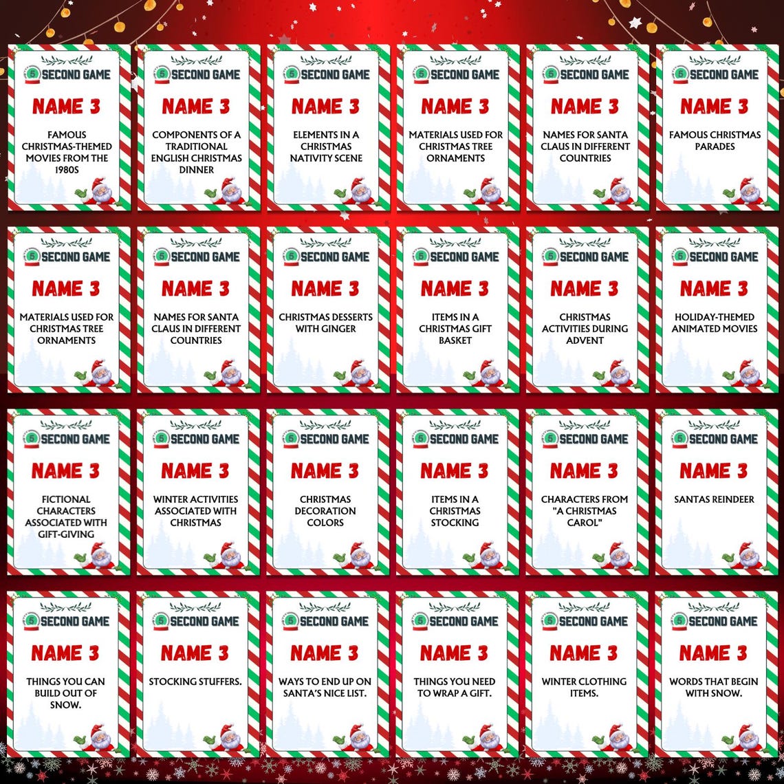 Christmas 5 Second Rule Game: Holiday Party Fun (digital Download) - Etsy