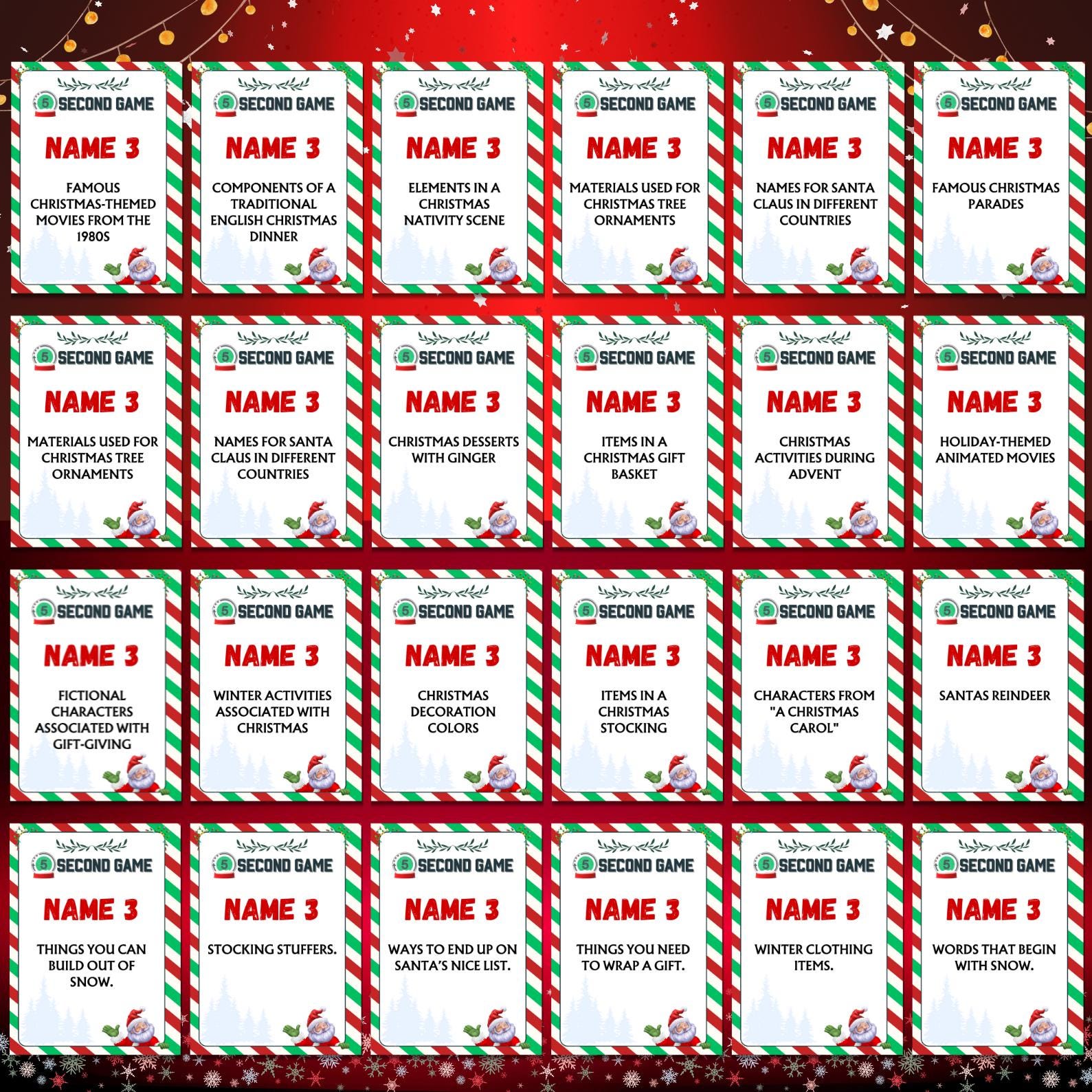 Christmas 5 Second Rule Game: Holiday Party Fun (digital Download) - Etsy