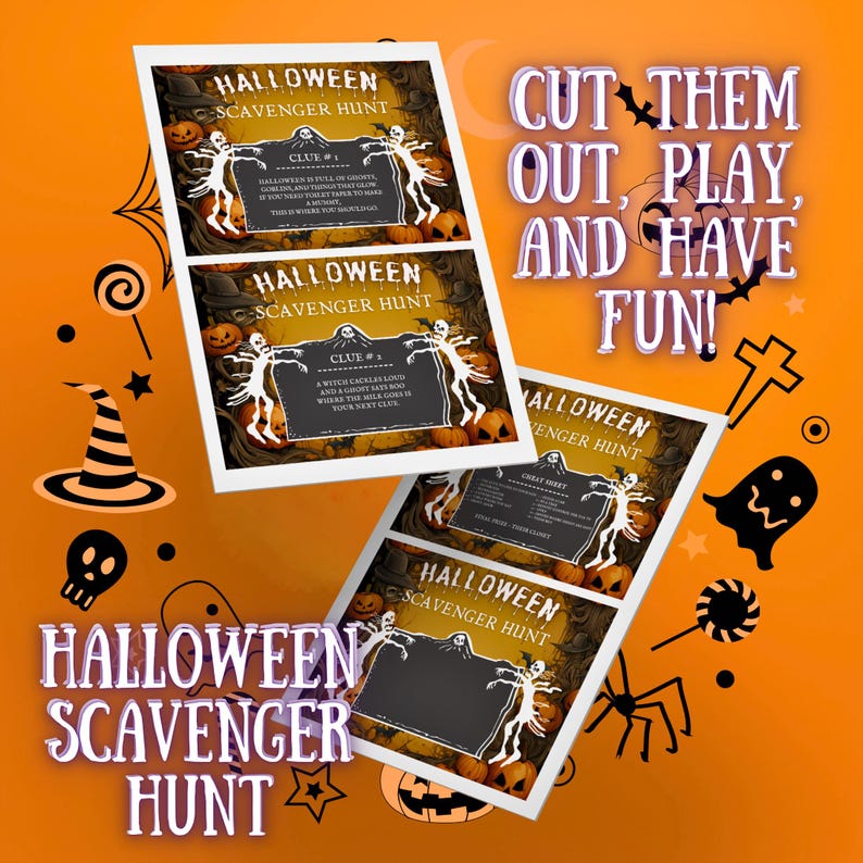 Halloween Scavenger Hunt Game, 12 Clues (printable Games) - Etsy