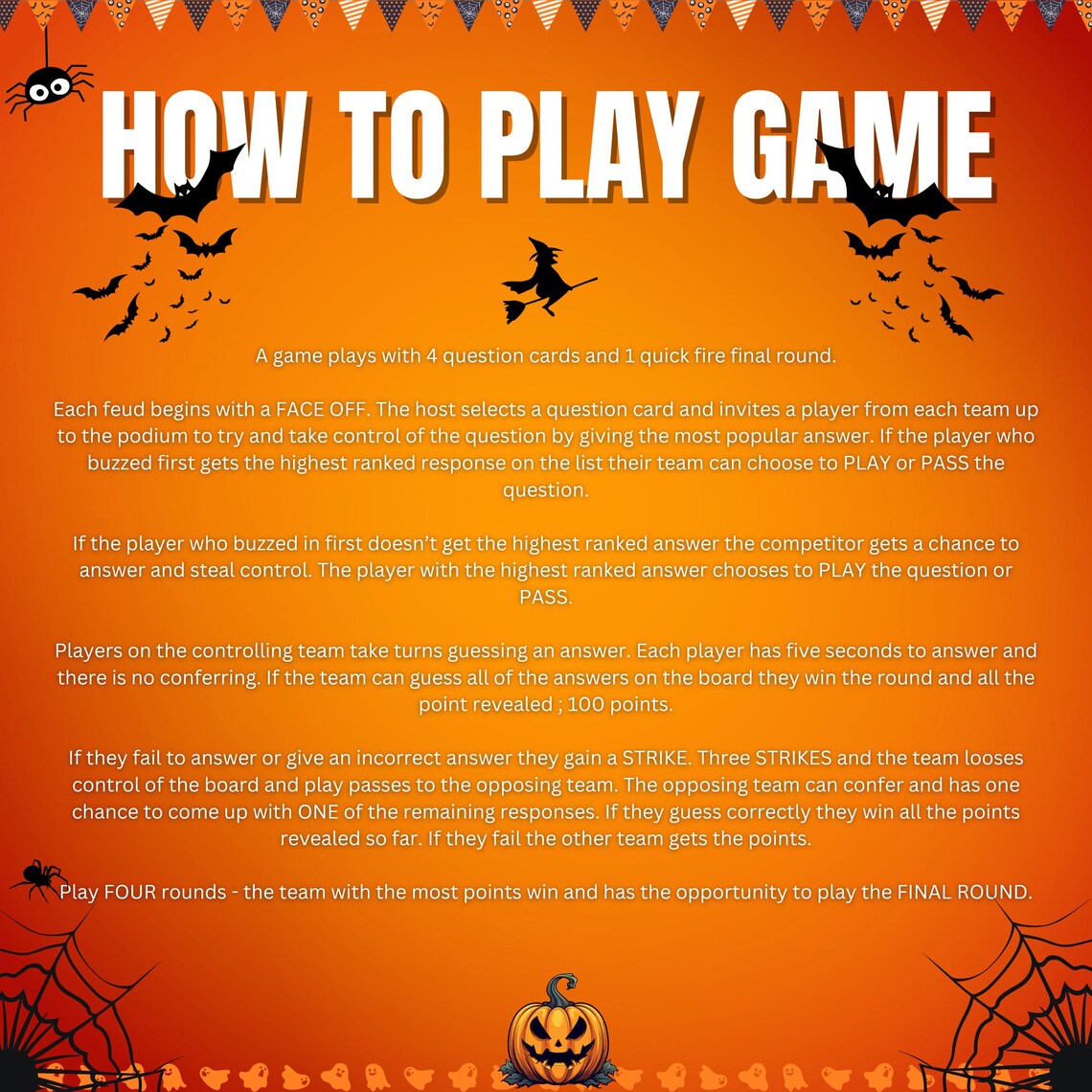 Fun Feud Game, Printable Family Game, Friendly Feud, Trivia Quiz ...