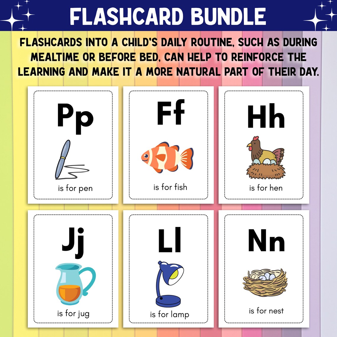 Printable Alphabet Flash Cards, ABC Flash Cards, A-Z Cards, Educational ...