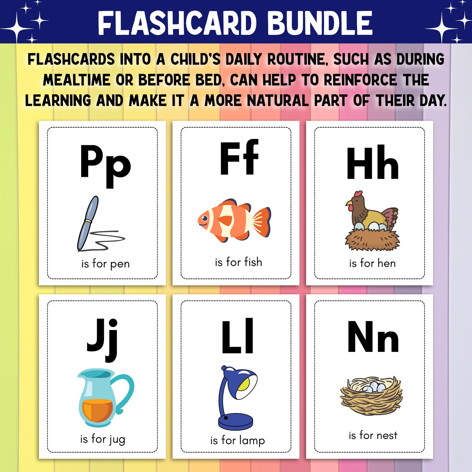 Printable Alphabet Flash Cards, ABC Flash Cards, A-Z Cards, Educational ...