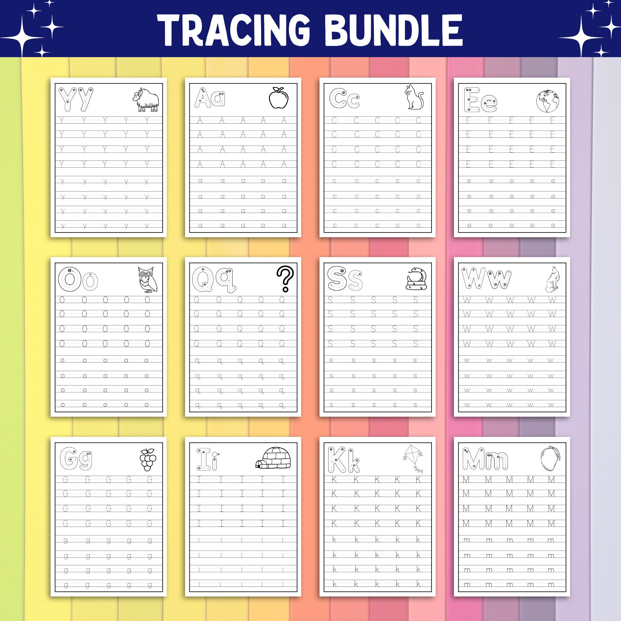 Preschool Pre-k Kindergarten Learning Bundle, 480 Tracing Worksheets ...
