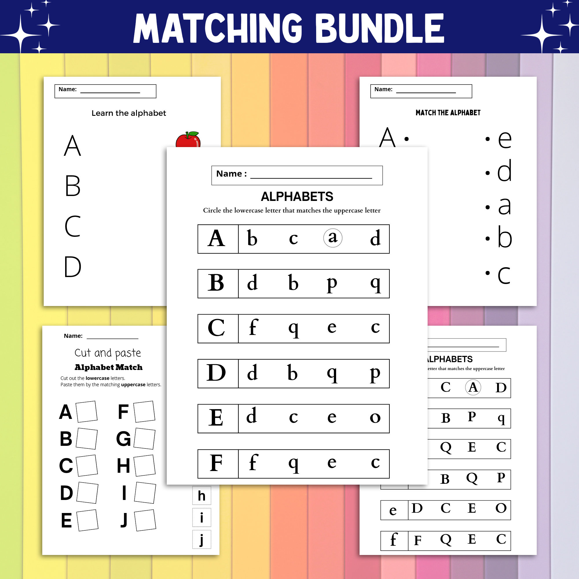 Alphabet Matching Game, Letter Matching Game, Homeschool Resource ...