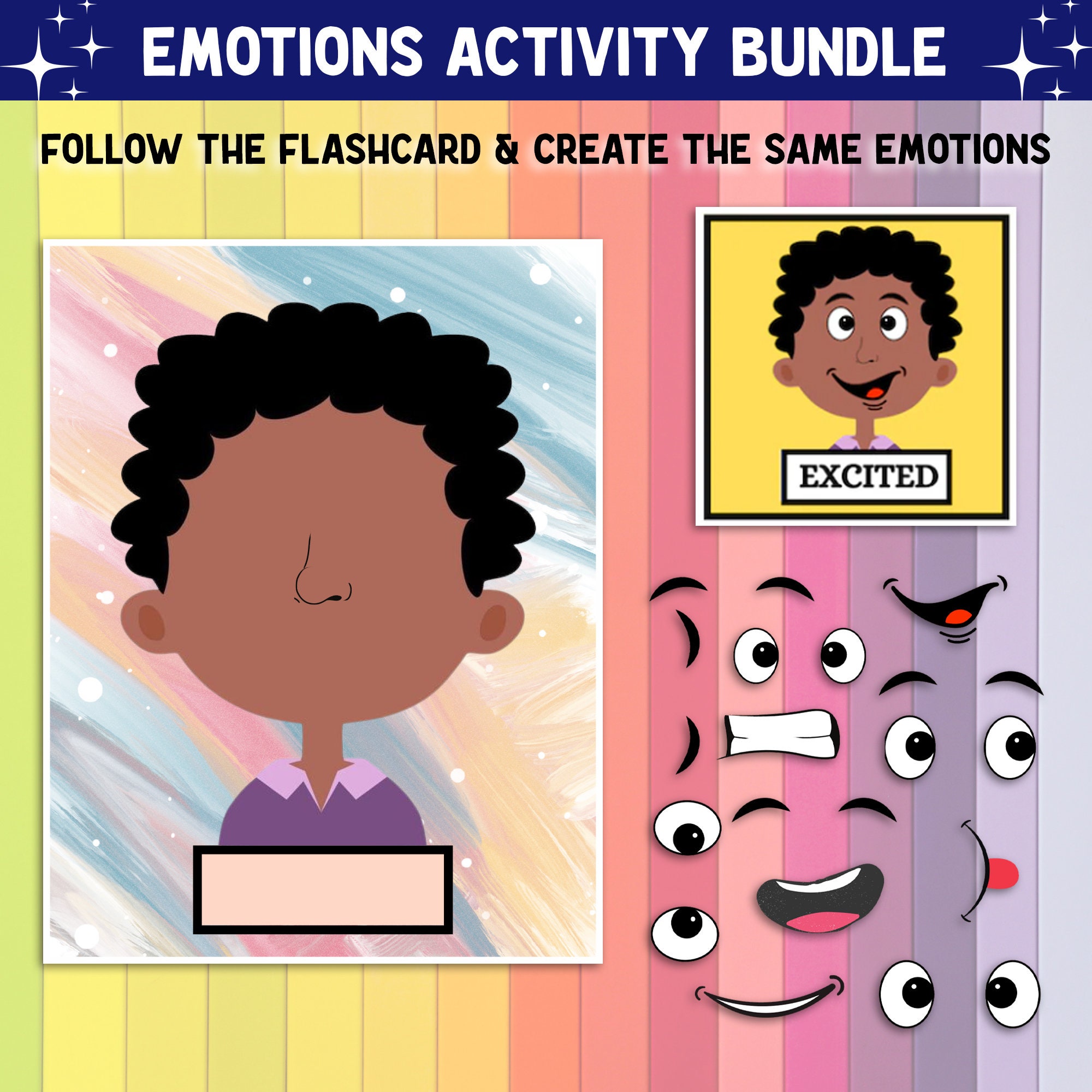Printable Emotion Activity for Kids, Emotional Chart Bundle, Digital ...