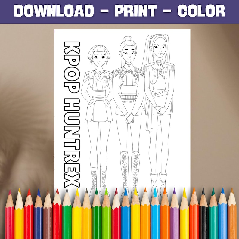 Demon Hunters Kpop Coloring Pages | K-pop Coloring Book for Kids ...