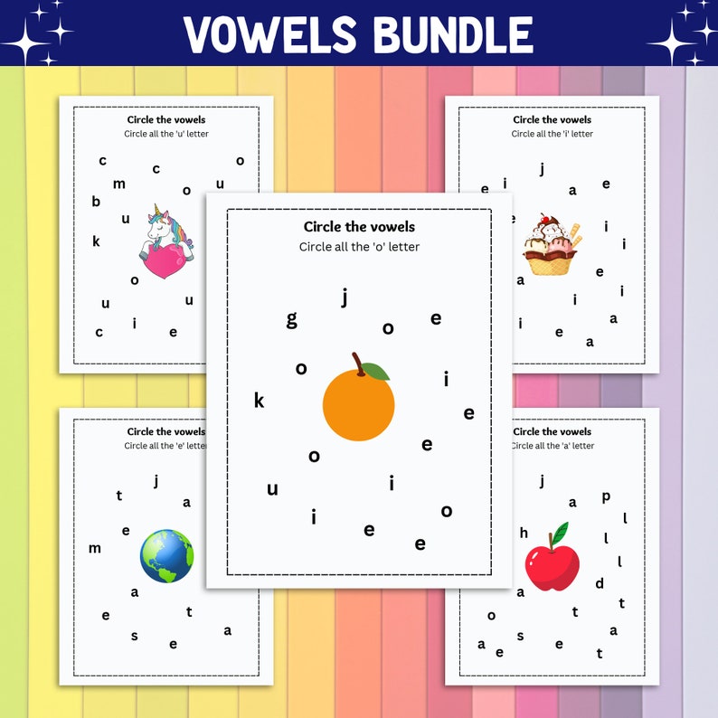 Vowel Cards, Printable Vowel Words Sheets, Phonics Word Wall Printable ...