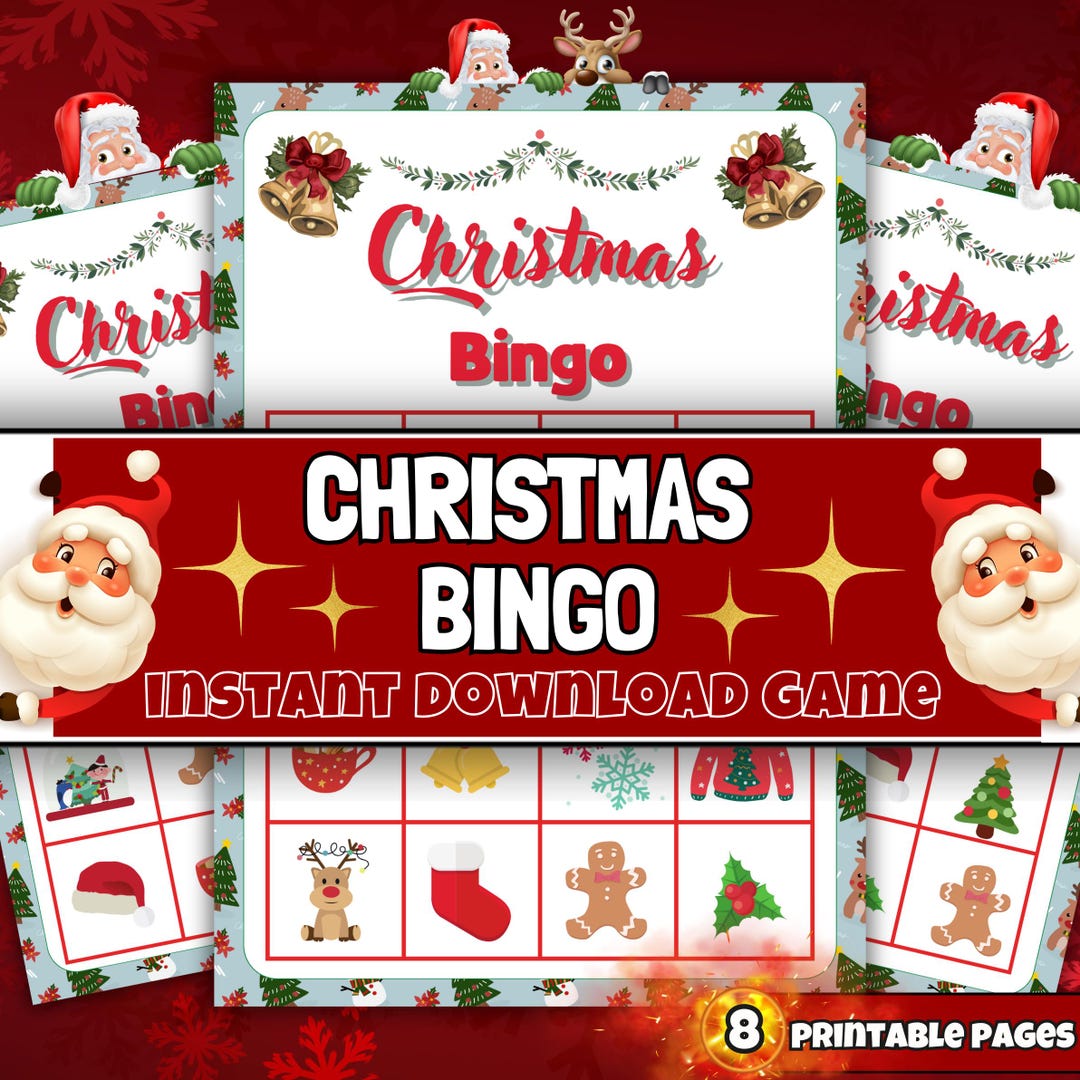 Christmas Bingo Card Game, Printable Christmas Bingo Game for Kids ...