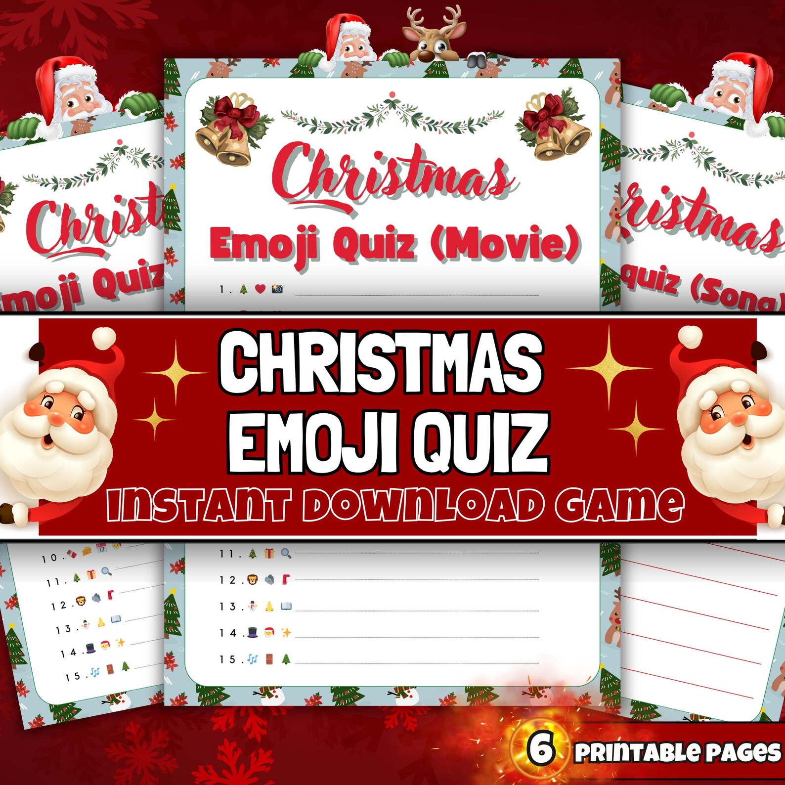 Christmas Emoji Pictionary Game, Christmas Emoji Quiz, Printable Guess ...