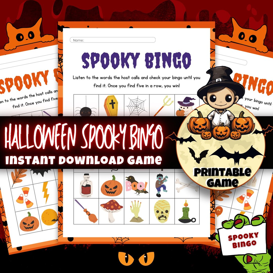 Halloween Bingo Game Printable, Halloween Party Game, Printable Bingo ...
