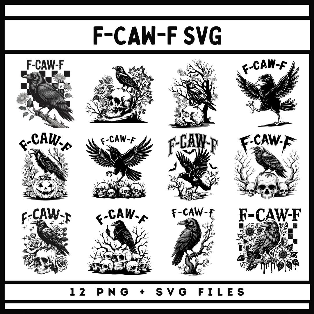 Funny Gothic Raven F-caw-f Digital Art, PNG SVG (printable) - Etsy
