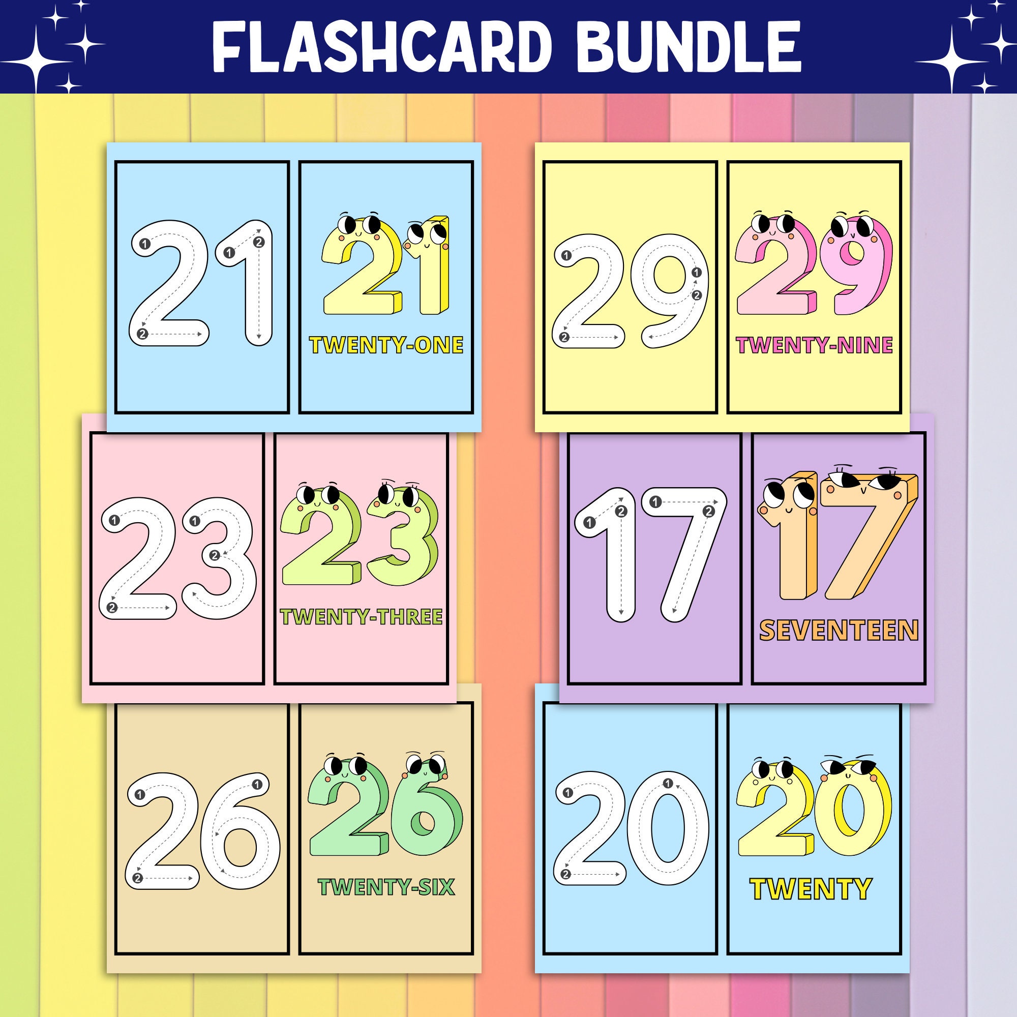 Montessori Flashcards Bundle, Alphabet Flash Cards, Numbers 1-20 Cards ...