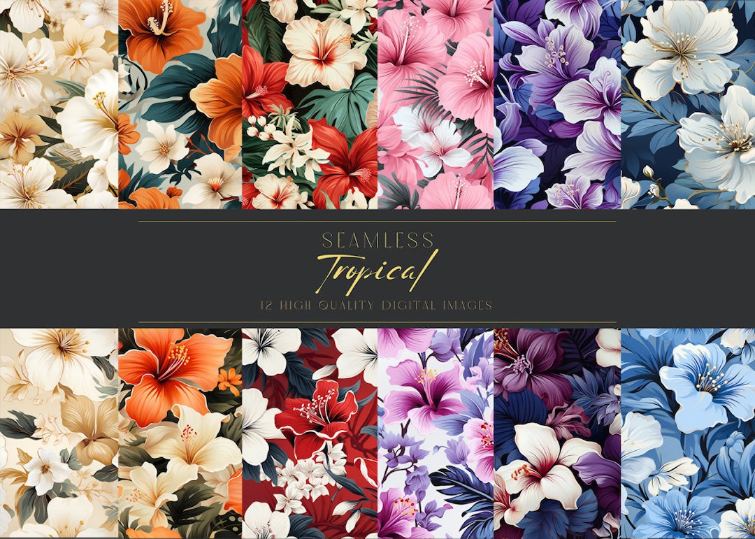 Seamless Tropical Flower Digital Patterns - Etsy