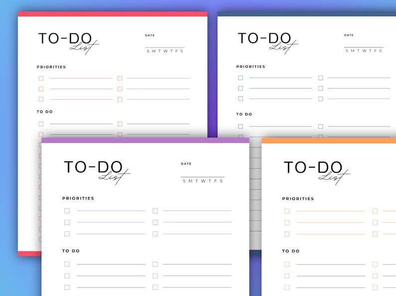NEW Printable to Do List Solid Color Daily, Weekly To-do Pdf Planner ...