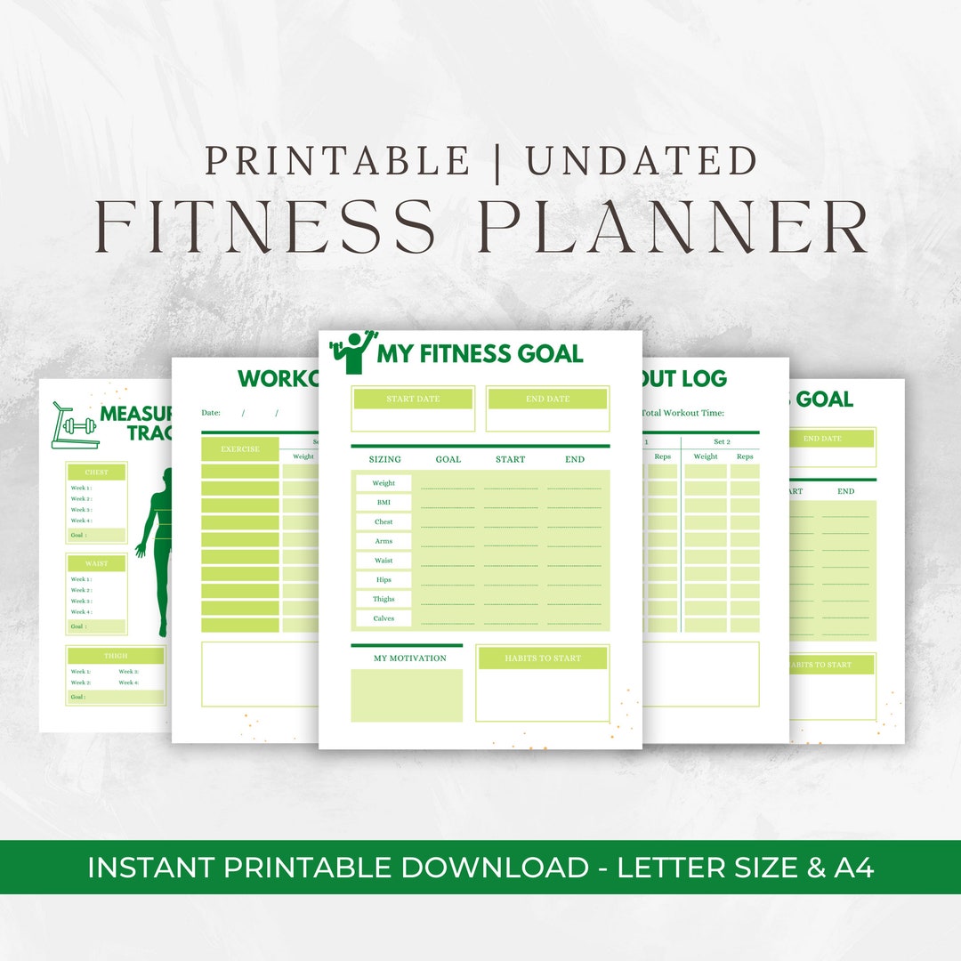 MINIMALIST FITNESS PLANNER Printable Fitness Planner Undated - Etsy