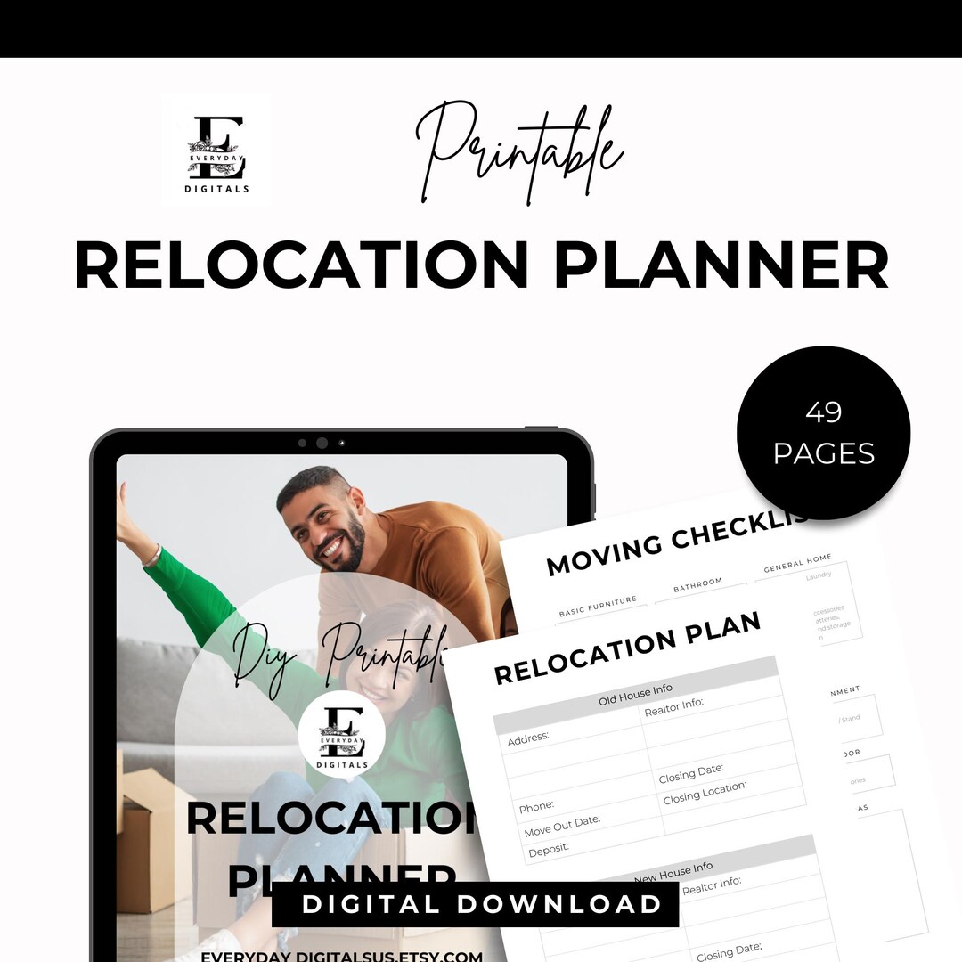 Printable Minimalist Relocation Planner, Moving Checklist ...