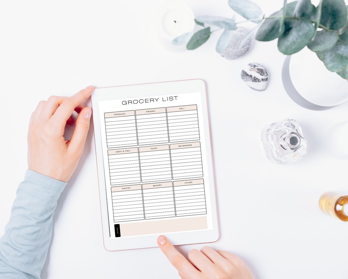 Grocery List Planner Sheet and Food Grocery List, Printable Shopping ...