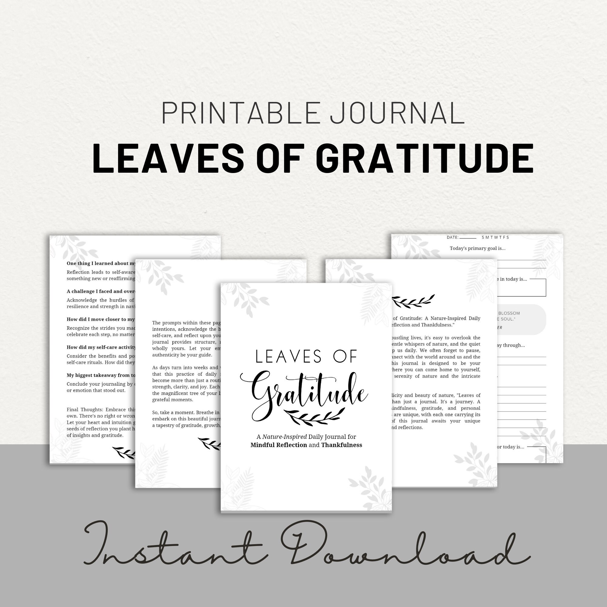 Leaves of Gratitude Printable Journal Daily Journal - Etsy