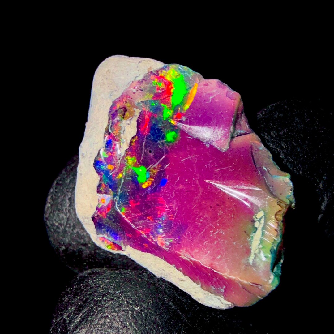 Opal Raw, Ethiopian Black Opals Rough, Natural Fire Opal Gemstone, A+ ...
