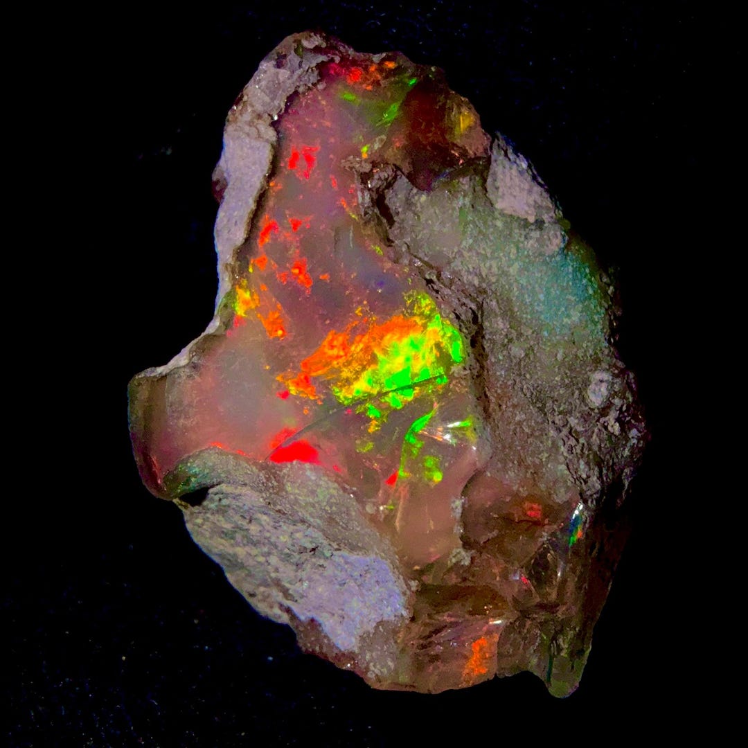 Opal, Ethiopian Black Opal Rough, Intense Fire, Dry & Natural, Raw ...