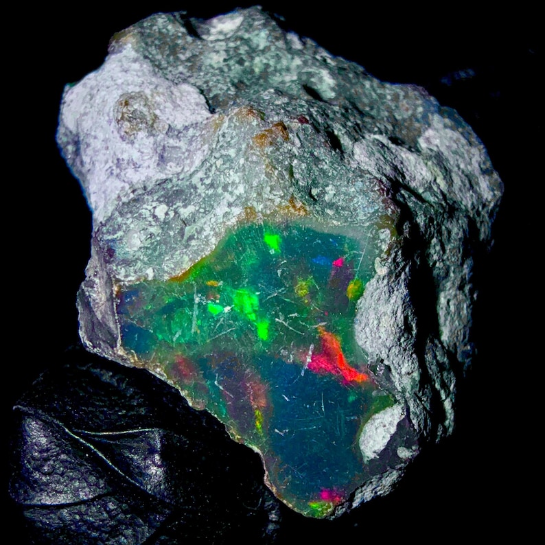 Loose Fire Opal Rough , Black Ethiopian Opal Gemstone ,natural Raw, 25X19X13 Mm 25 Ct - Etsy
