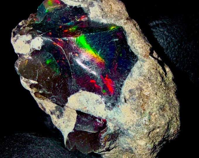 Ethiopian Black Opals Rough, Natural Fire Opal Gemstone, A+ Cut Grade ...