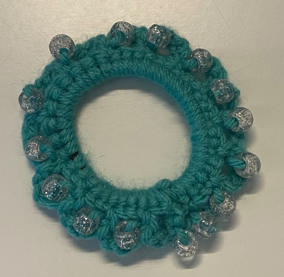 Beach Themed Beaded Crochet Hair Scrunchie - Etsy