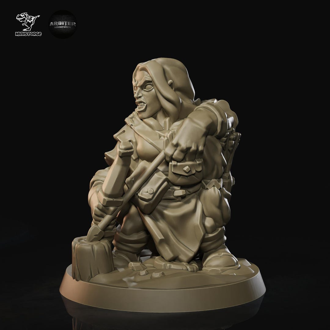Dwarf Female Archer 01 Miniature 3D Print Dungeons and Dragons Mini RPG ...
