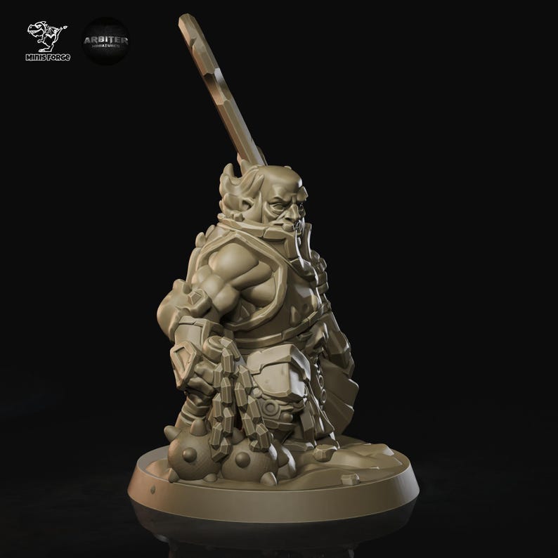 Dwarf Knight Miniature 3D Print Dungeons and Dragons Mini RPG Tabletop ...