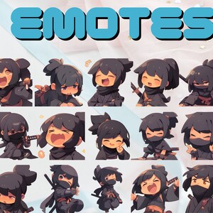 Cute Ninja Girl Emote Pack, Streaming Platform Twitch Discord Youtube ...