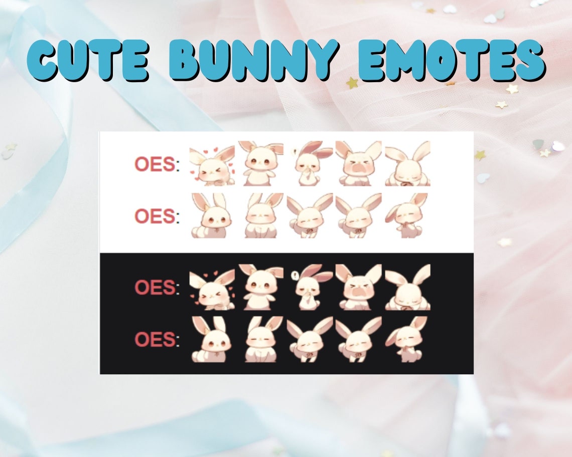 Cute Bunny Emote Pack, Streaming Platform Twitch Discord Youtube, Cute ...
