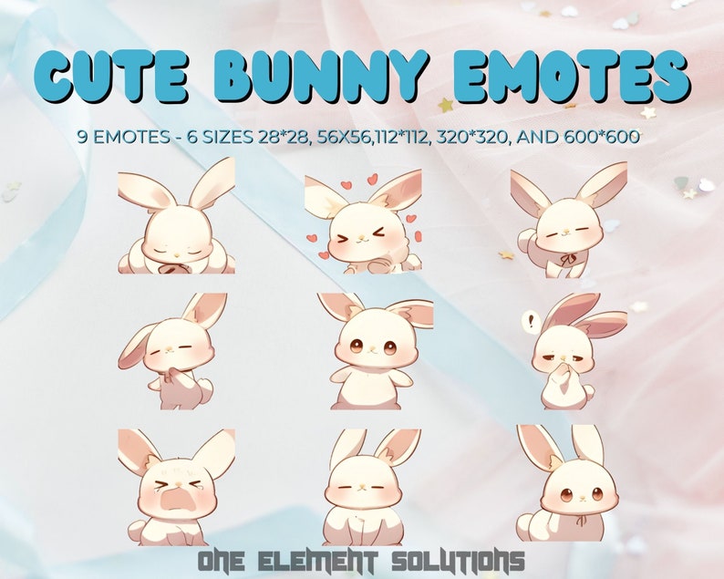 Cute Bunny Emote Pack, Streaming Platform Twitch Discord Youtube, Cute ...
