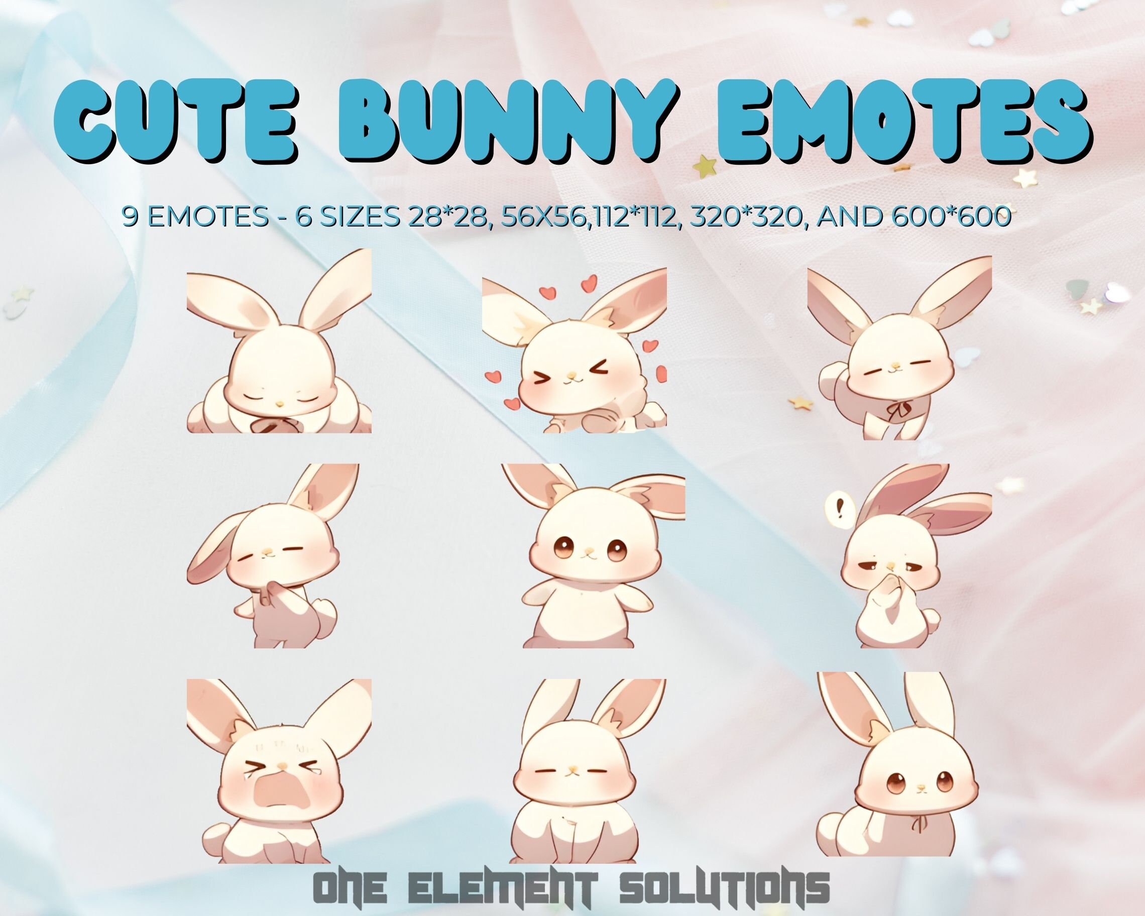 Cute Bunny Emote Pack, Streaming Platform Twitch Discord Youtube, Cute ...