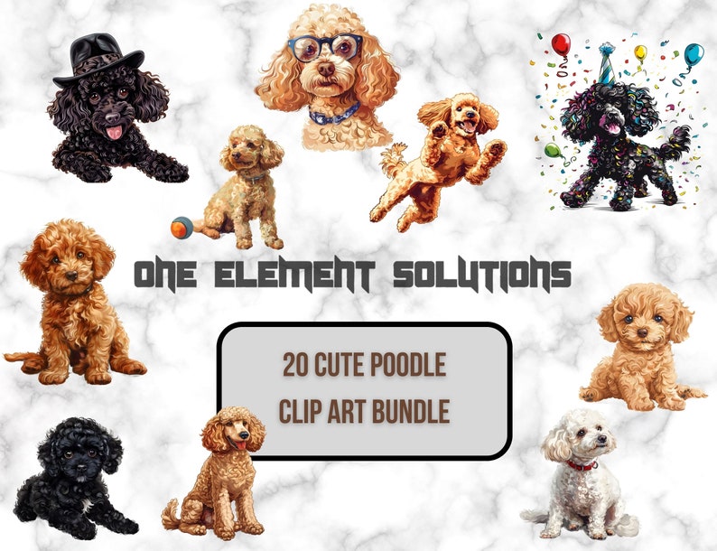 20 Cute Poodle Dog Clip Art Bundle, Instant Download Puppy Designs With ...