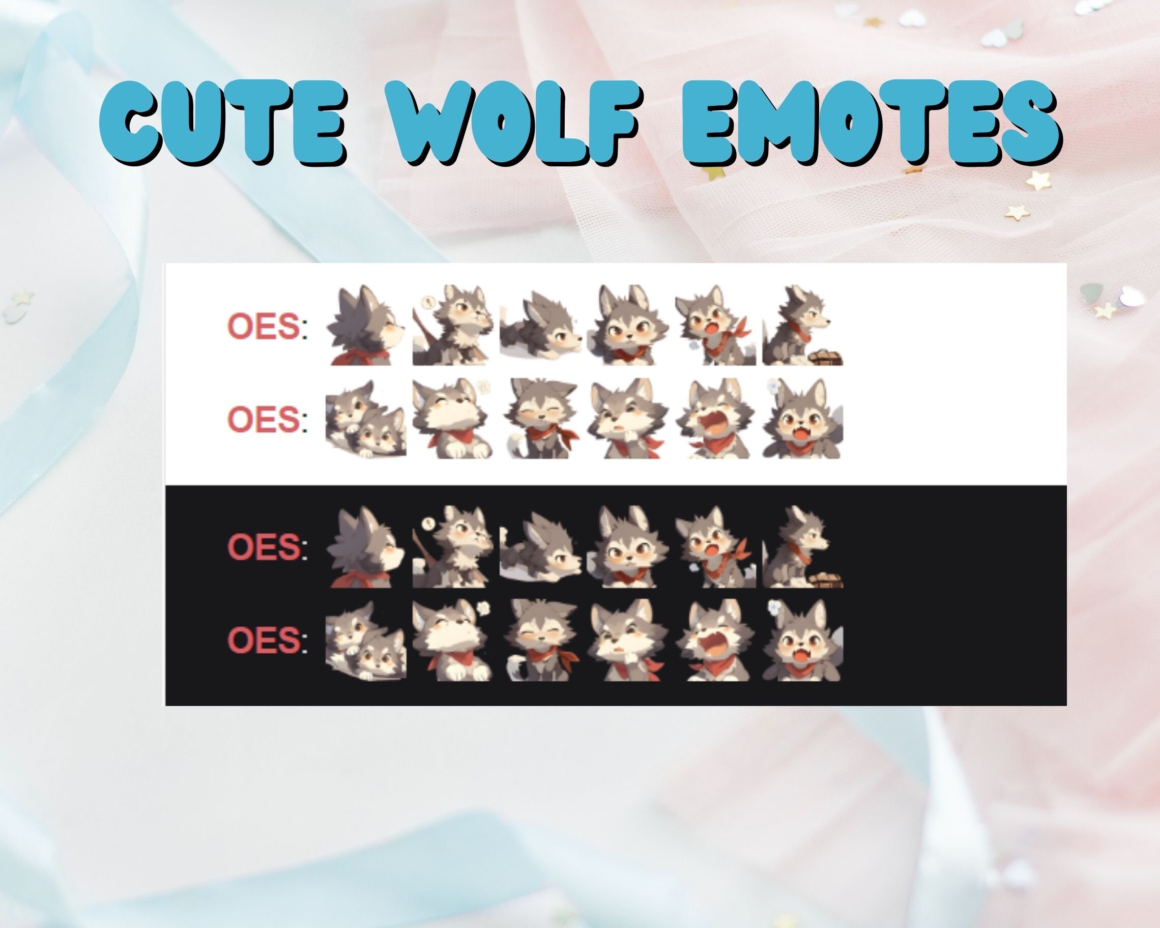 Cute Wolf Emote Pack, Streaming Platform Twitch Discord Youtube, Cute ...