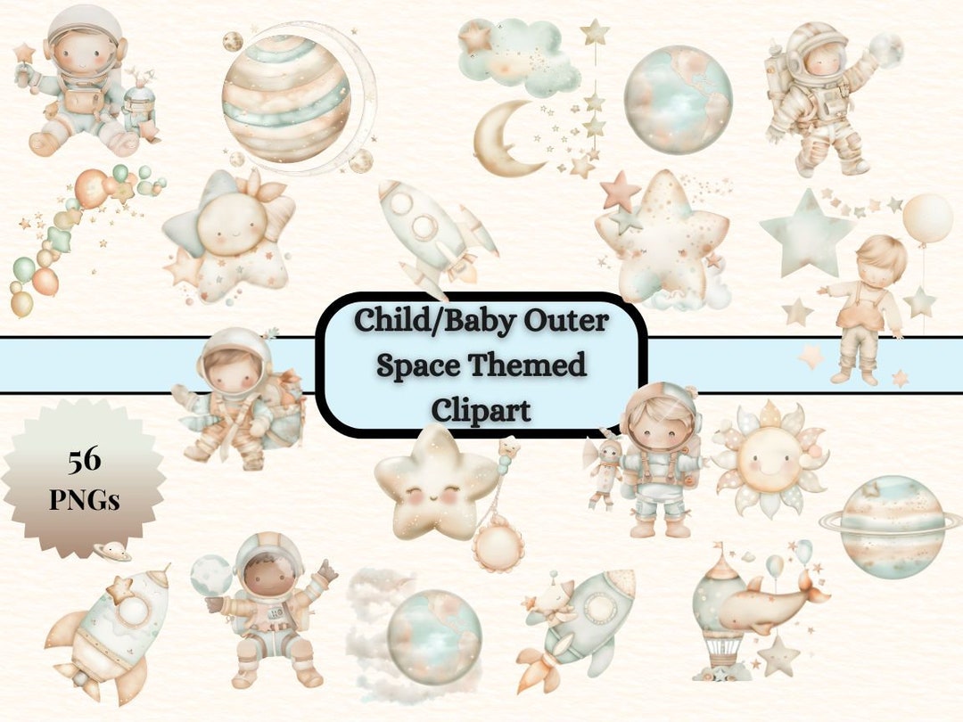 Outer Space Clipart Bundle: Baby Milestone Designs (PNG) - Etsy