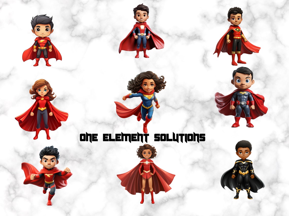 18 Superhero Kids Clip Art Bundle Ready to Print, Ready to Use ...