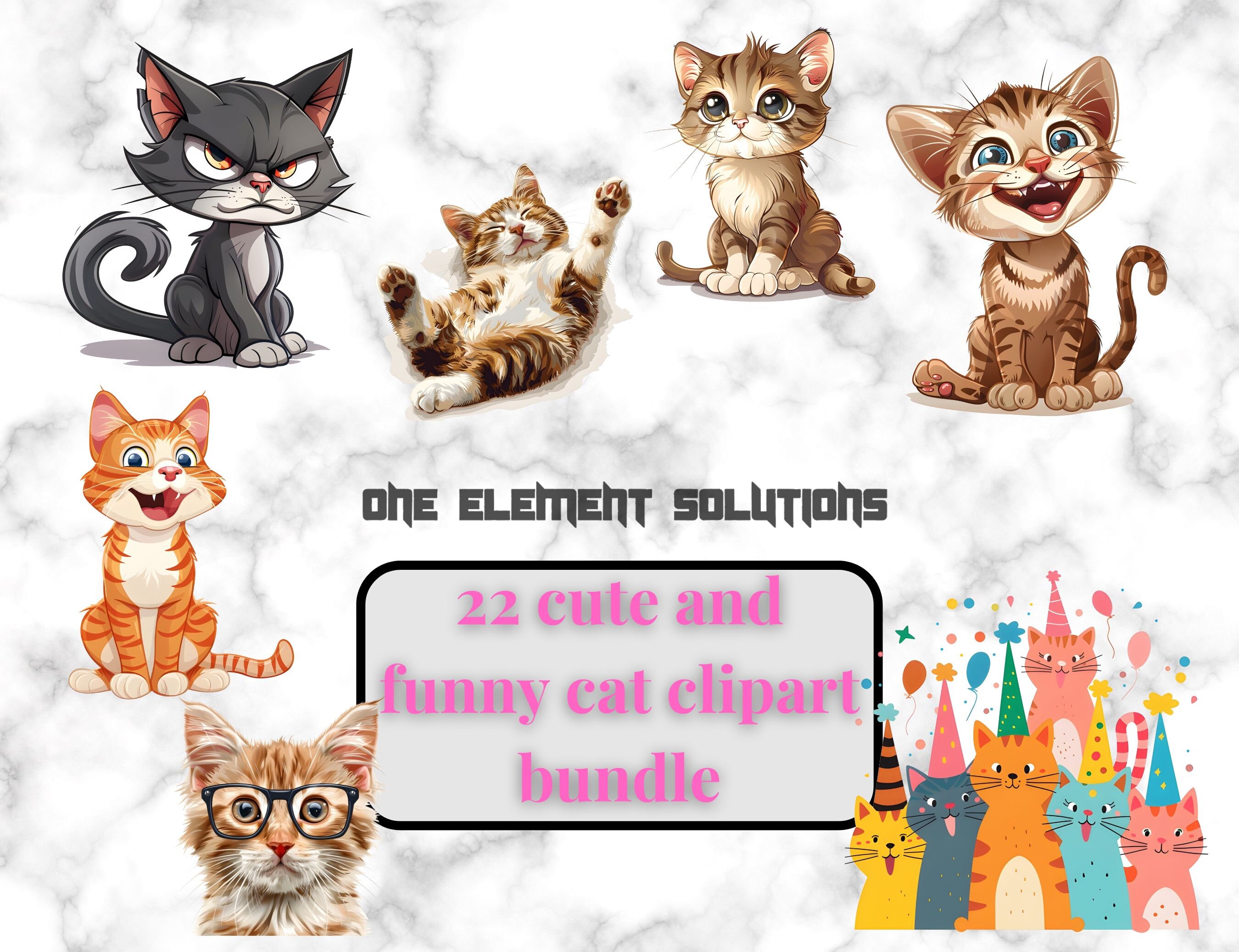 22 Cute Funny Kitty Cat Clipart Bundle, Instant Download Puppy Designs ...