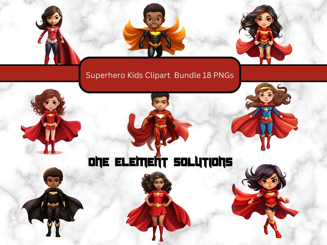 18 Superhero Kids Clip Art Bundle Ready to Print, Ready to Use ...