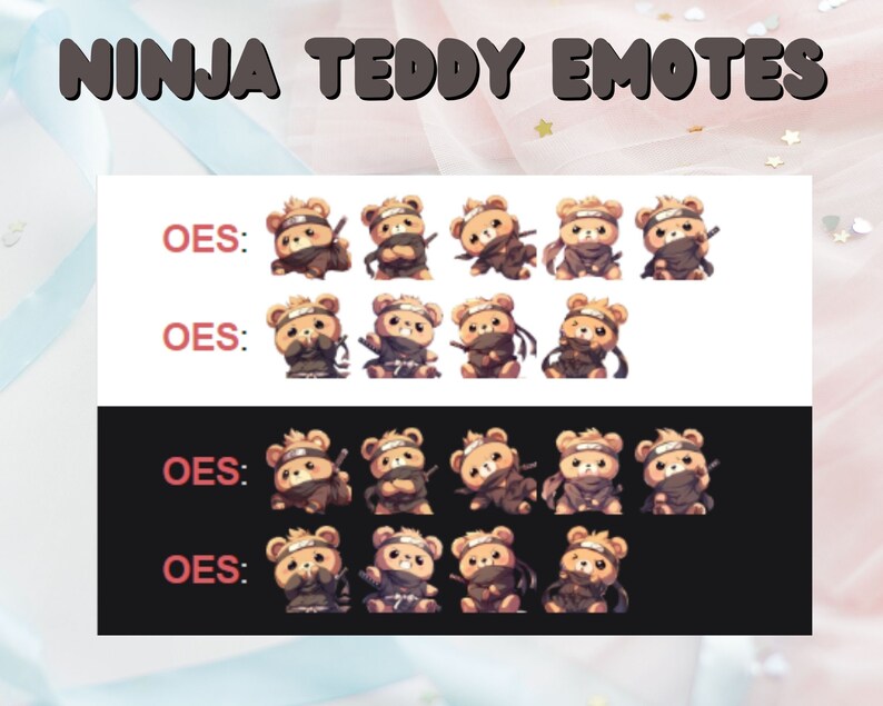Ninja Teddy Bear Emote Pack, Streaming Platform Twitch Discord Youtube ...