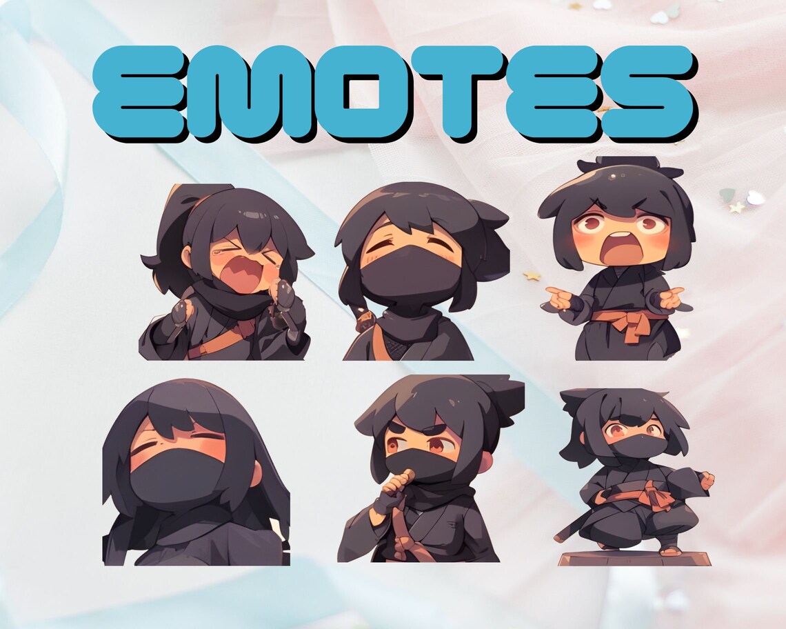 Cute Ninja Girl Emote Pack, Streaming Platform Twitch Discord Youtube ...