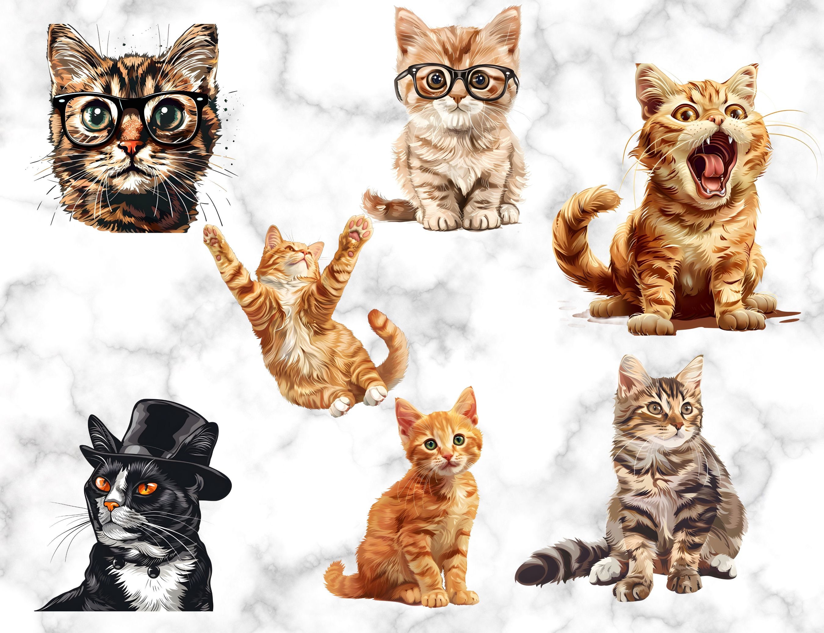 22 Cute Funny Kitty Cat Clipart Bundle, Instant Download Puppy Designs ...
