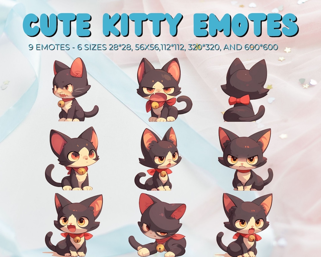 Cute Kitty Emote Pack, Streaming Platform Twitch Discord Youtube, Cute ...